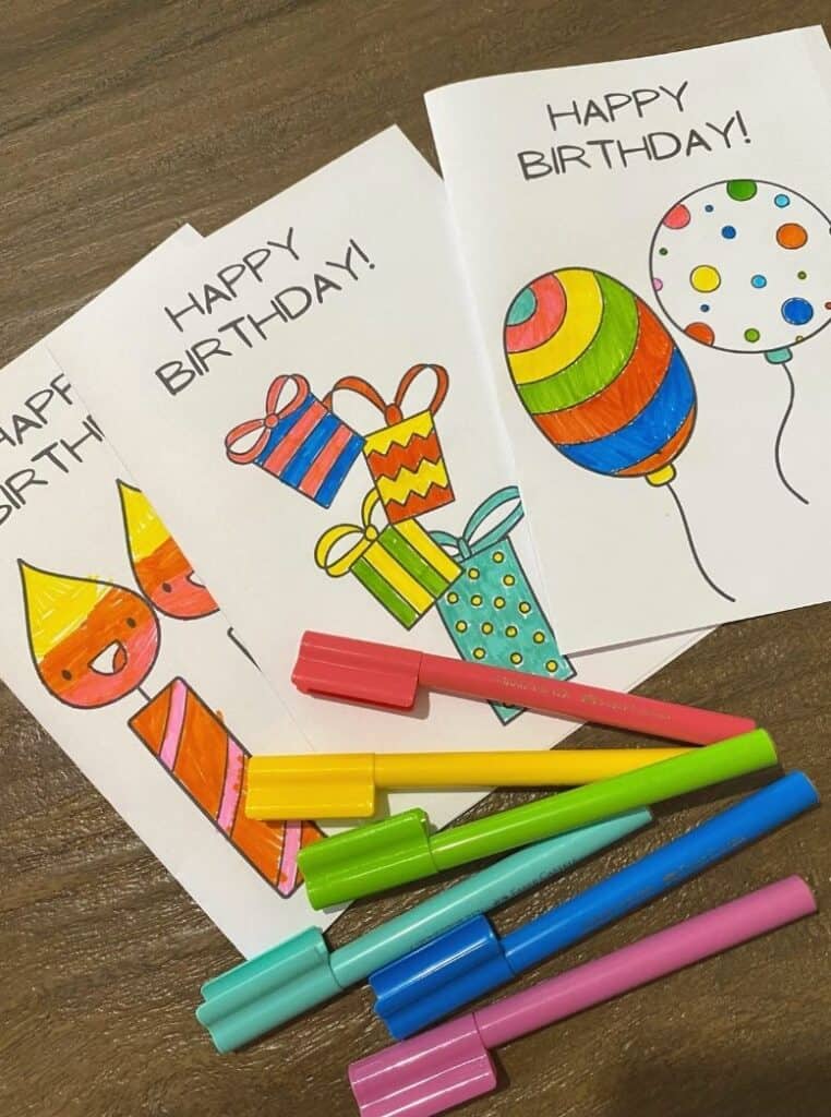 Free Printable Happy Birthday Coloring Cards (30 Designs) | Parties ...