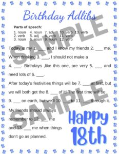 18th Birthday Party Games - Free Printables | Parties Made Personal