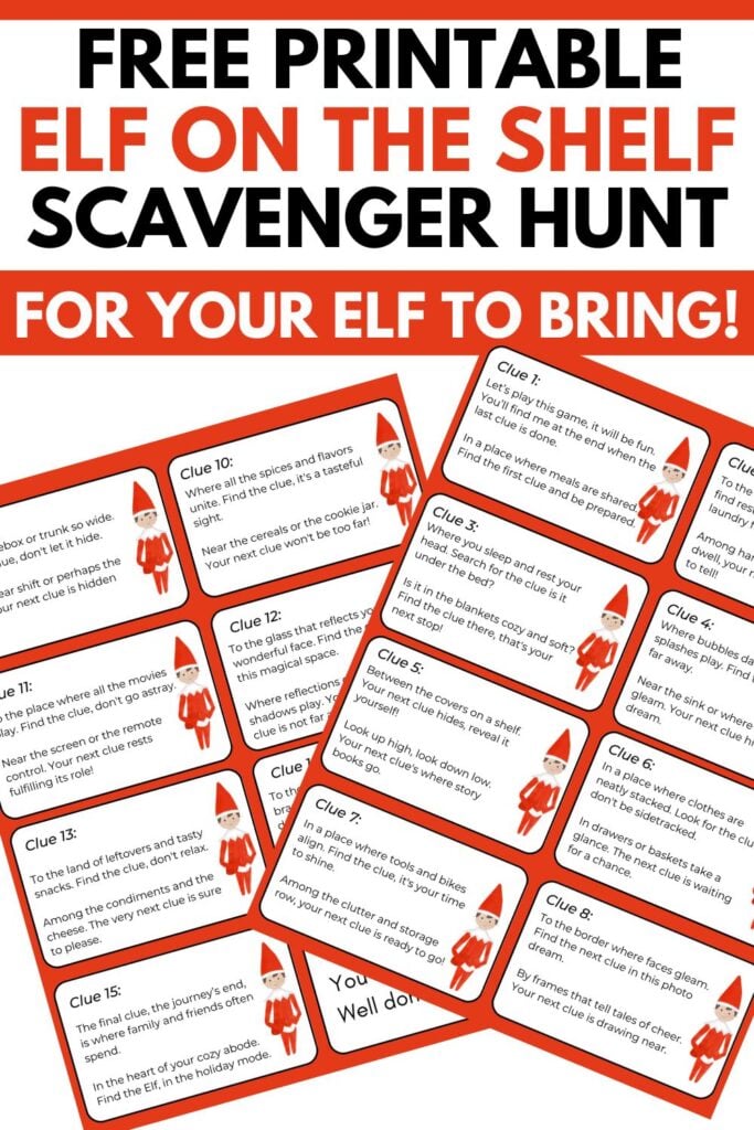 Elf on the Shelf Scavenger Hunt Free Printables | Parties Made Personal