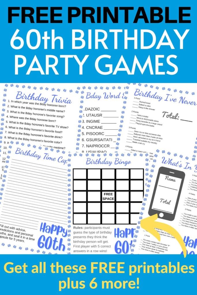 60th Birthday Party Games - Free Printables | Parties Made Personal
