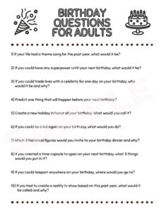Best Birthday Questions for Adults (Free Printables) | Parties Made ...