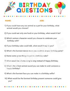Free Printable Birthday Interview Questions for Kids (and Adults ...